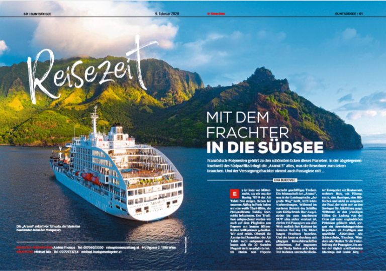 Die Krone Bunt (Kronen Zeitung) : "Mit dem Frachter in die Sudsee" - Aranui